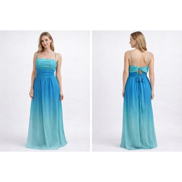 Robbie Bee | Dresses | Robbie Bee Blue Teal Ombre Maxi Dress Spaghetti ...